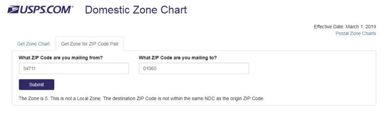 USPS Shipping Zones - 4C Print Shop